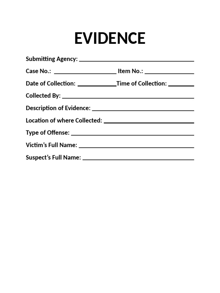 Evidence Chain of Custody Form | PDF