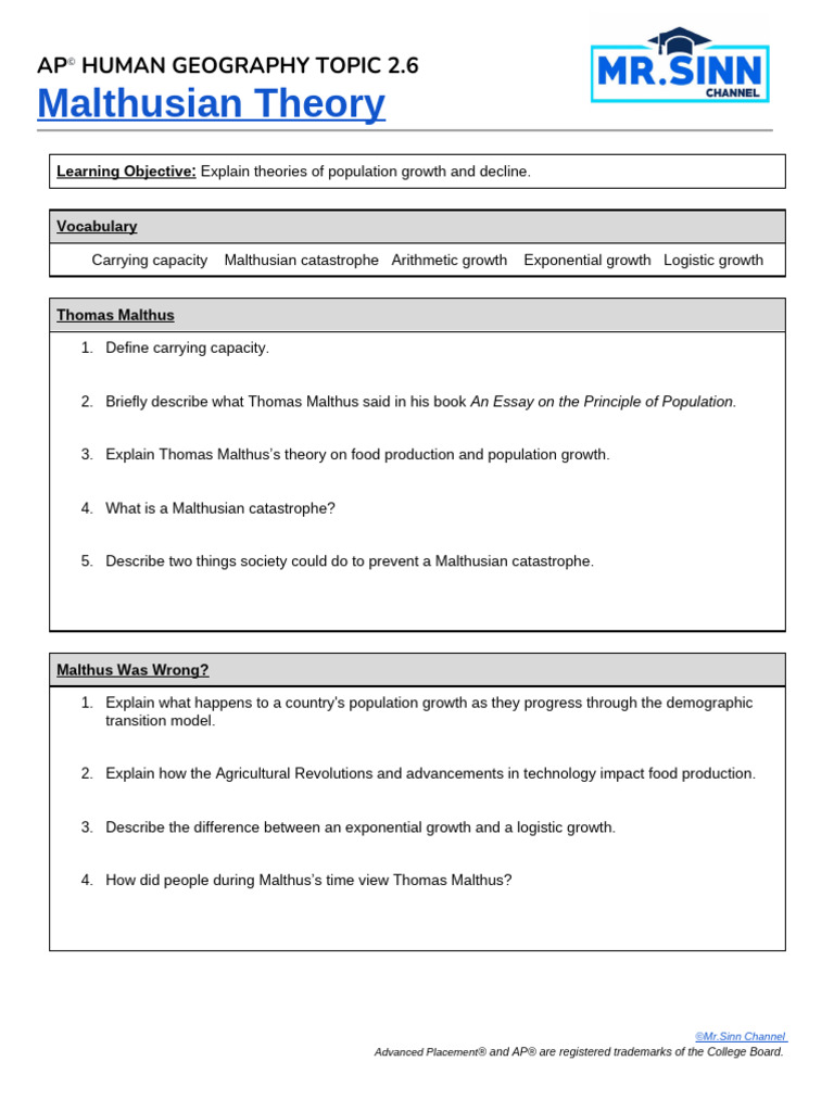 Frida Soto Quiroga - Unit 2 Topic 6 - Malthusian Theory | PDF