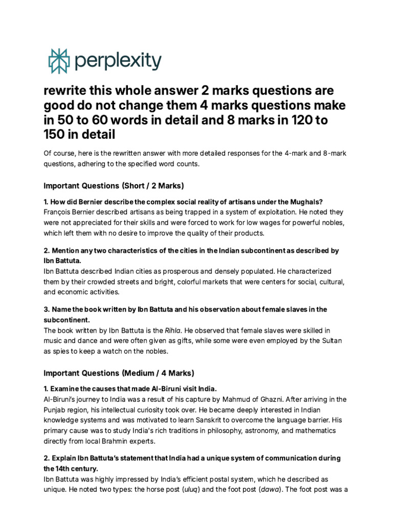 Rewrite This Whole Answer 2 Marks Questions Are Go | PDF | Slavery