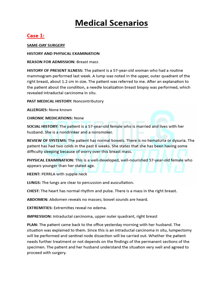 Medical Scenarios - Practice Exam 1 | PDF | Angiography | Childbirth