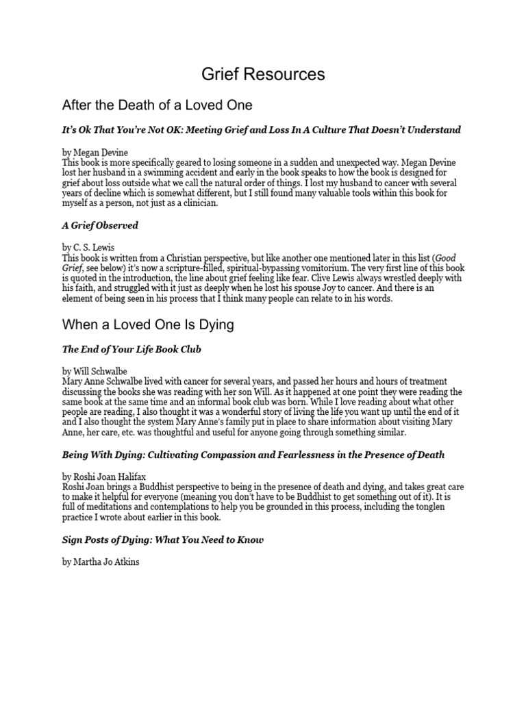 Essential Grief Resources and Support | PDF | Grief | Psychological Trauma