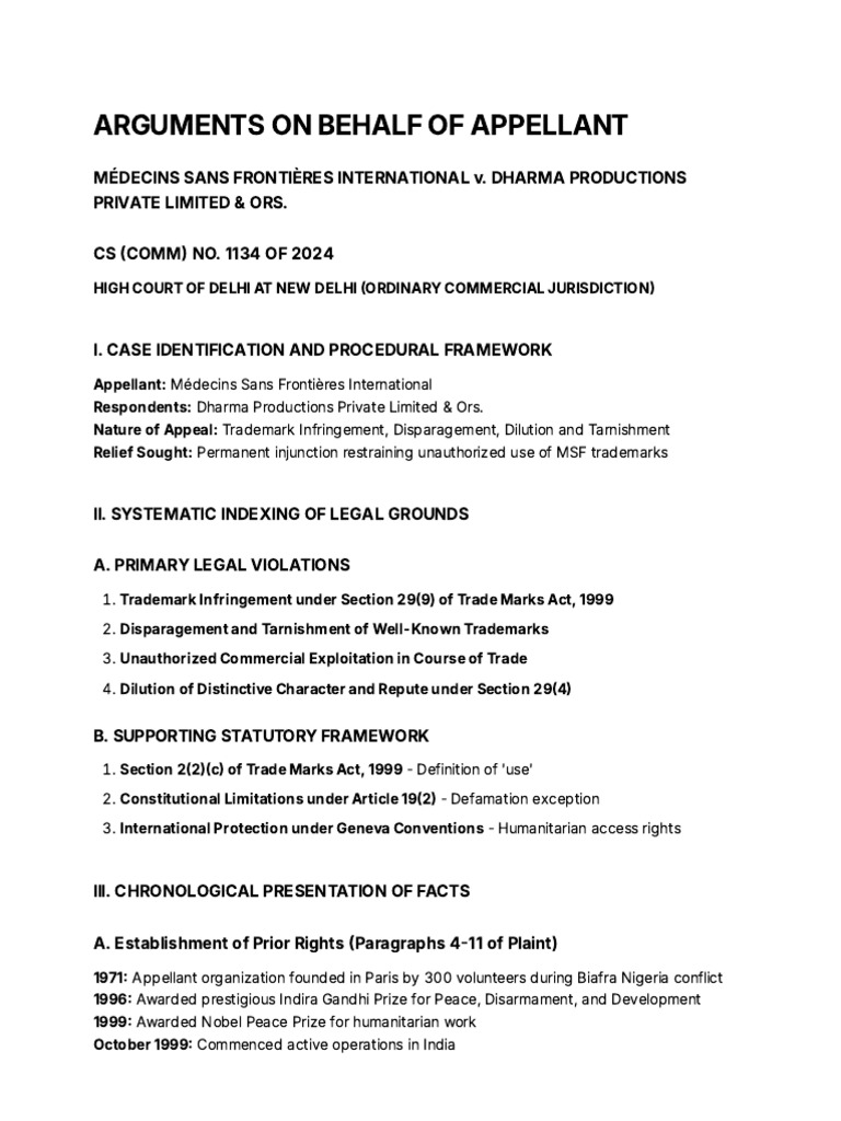 Appellant Arguments Msf | PDF | Trademark | Trademark Dilution