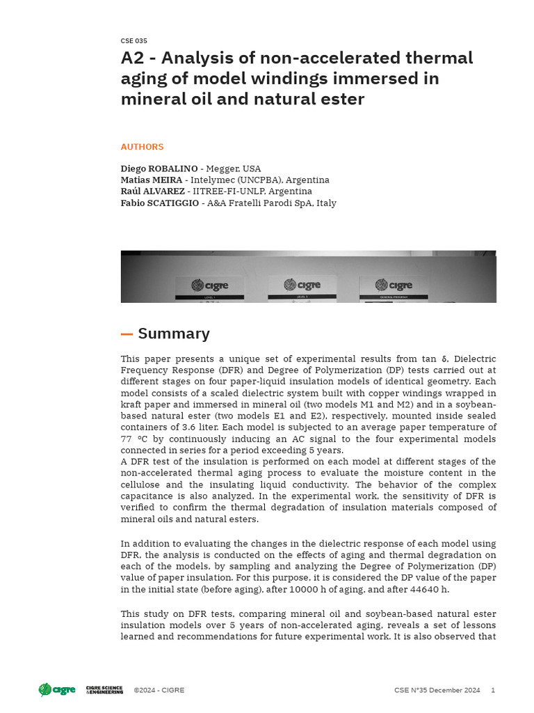 CSE 35 A2 Analysis of Non Accelerated Thermal Aging of Model Windings ...