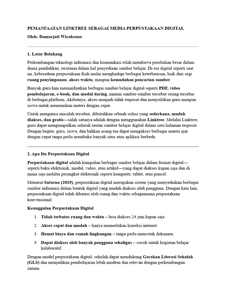 Pemanfaatan Linktree Sebagai Media Perpustakaan Digital | PDF