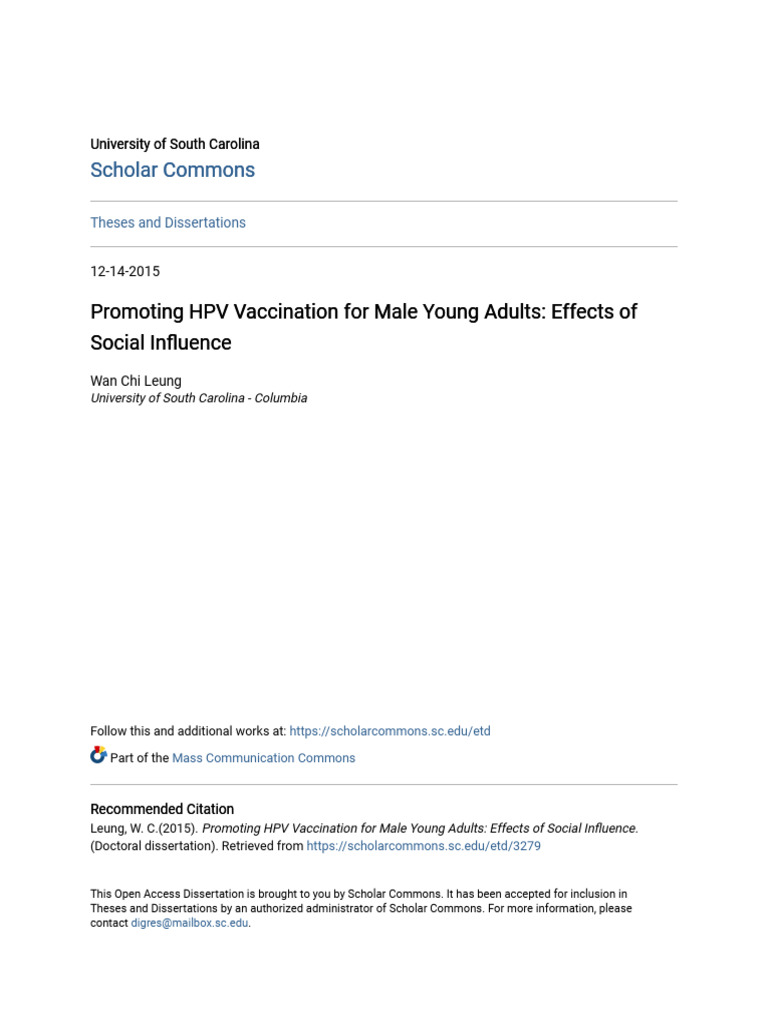 Promoting HPV Vaccination For Male Young Adults - Effects of Socia | PDF