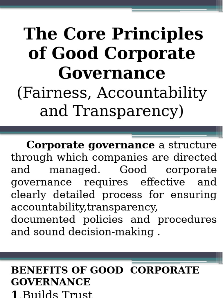 Core Principles of Corporate Governance | PDF | Governance | Accountability