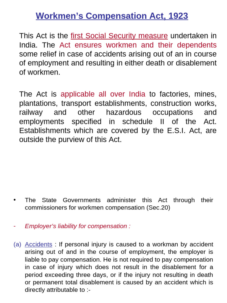 Workmen Compensation Act | PDF | Employment | Business