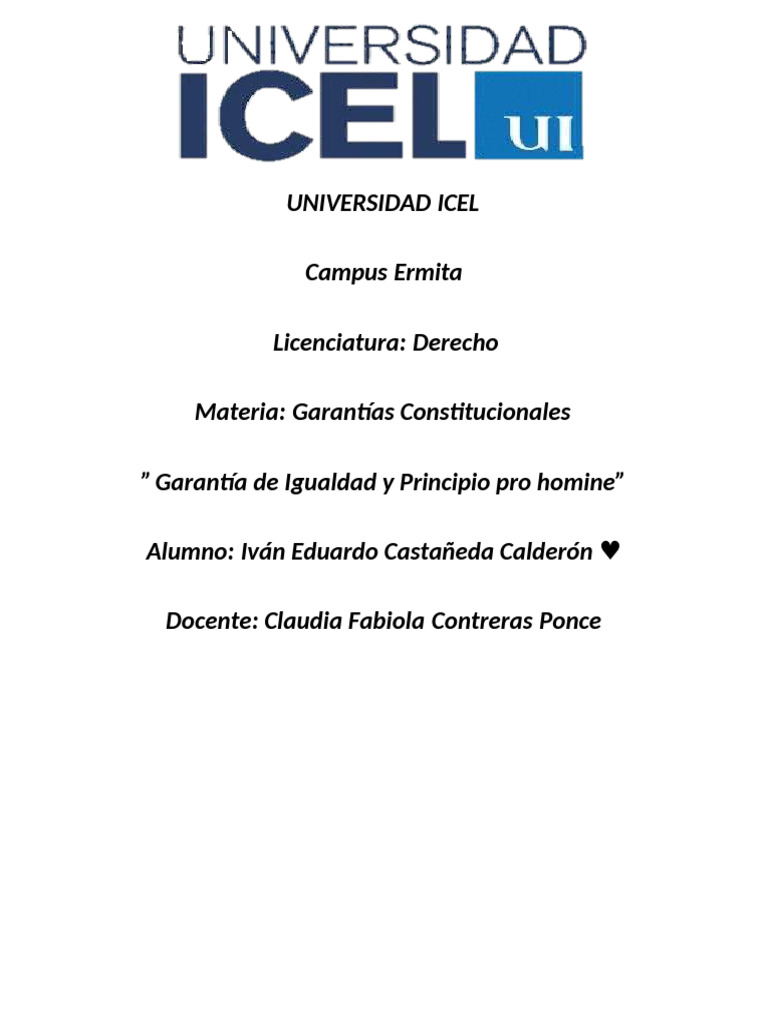 Igualdad y Principio Pro Homine en Derechos | PDF | Derechos humanos ...