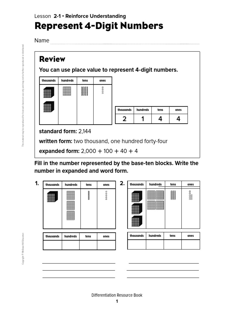 Understanding 4-Digit Numbers | PDF