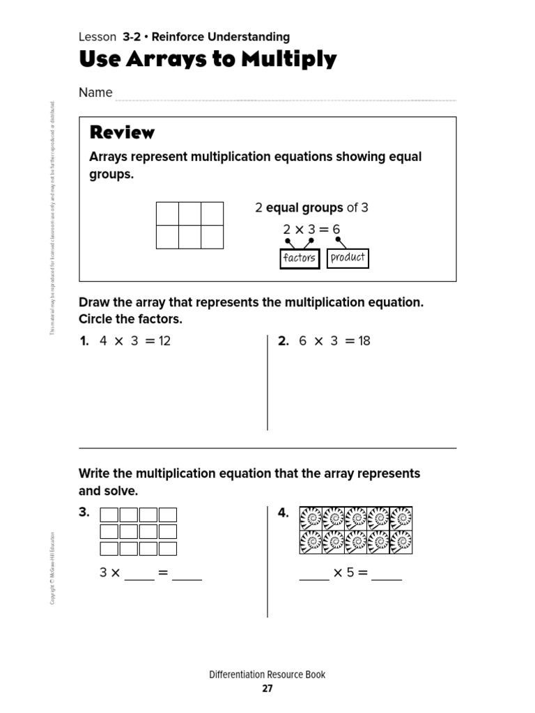 Reinforce Understanding - Use Arrays To Multiply | PDF | Multiplication ...