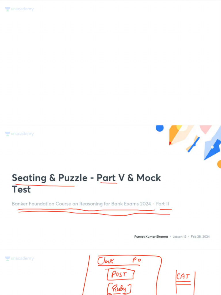 Seating Puzzle Part V Mock Test With Anno | PDF