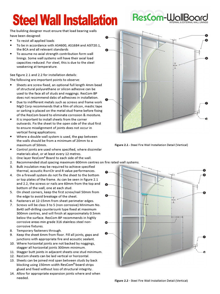 Steel Fire Wall Installation Guidelines | PDF | Wall | Building Insulation