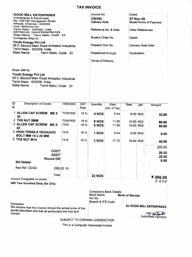 GST Invoice for Hardware Supplies | PDF | Invoice | Taxation