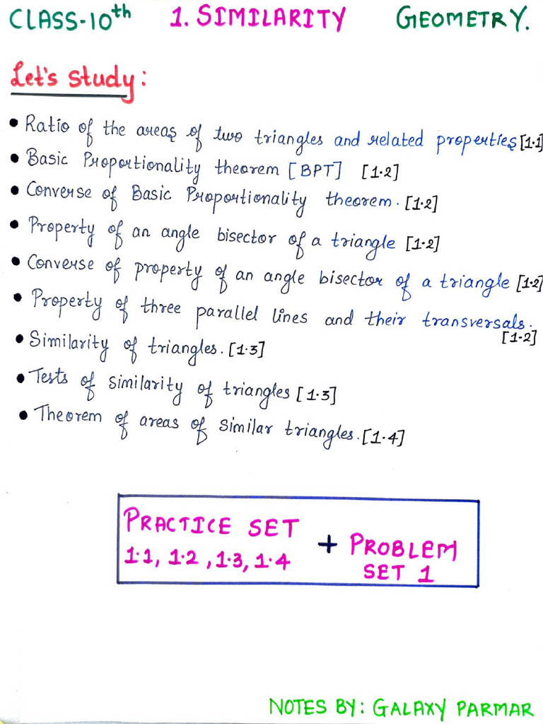 Class 10th Geometry Handwritten Notes | PDF