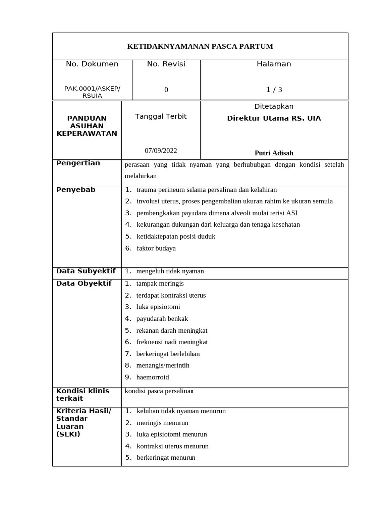 Mengatasi Ketidaknyamanan Pasca Partum | PDF