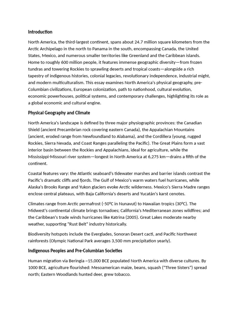 Introduction North America | PDF | North America | The United States