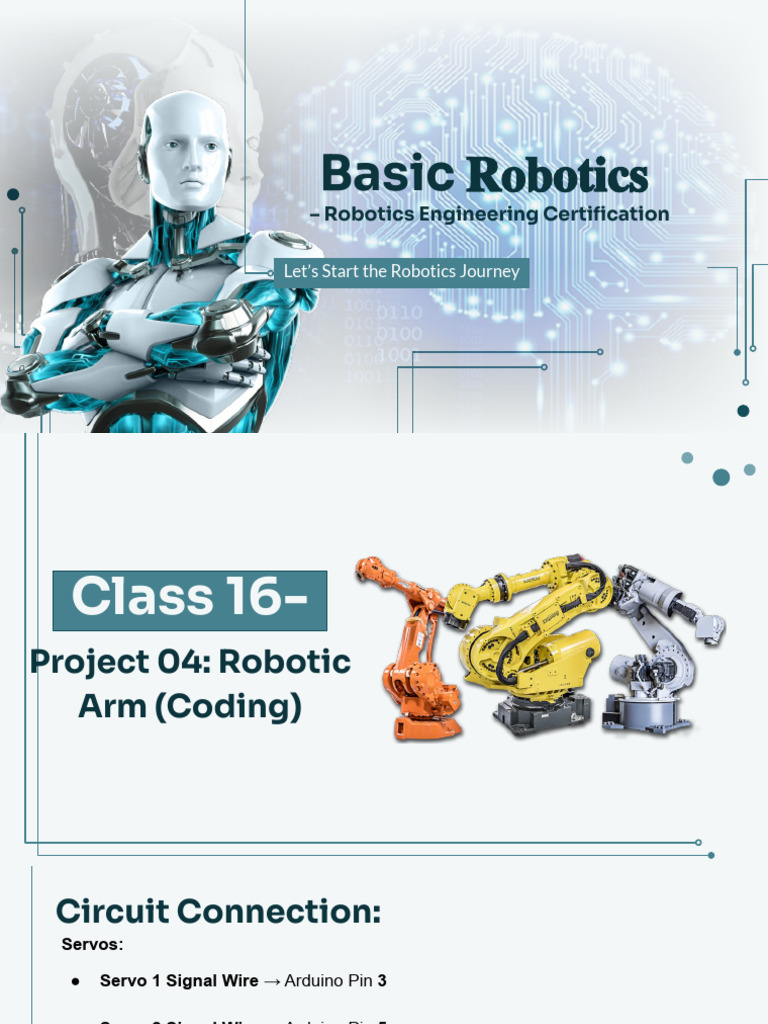 Robotic Arm Control and Coding Guide | PDF | Arduino | Robotics
