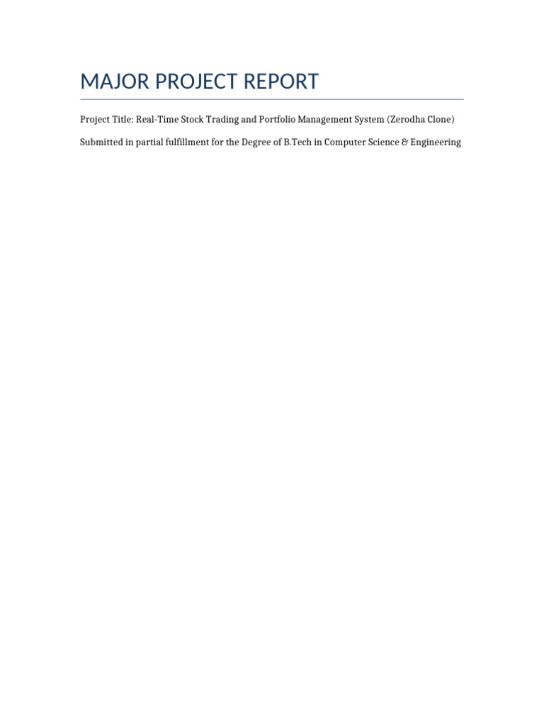 Zerodha Major Project 40pages | PDF | Computing | Information Technology