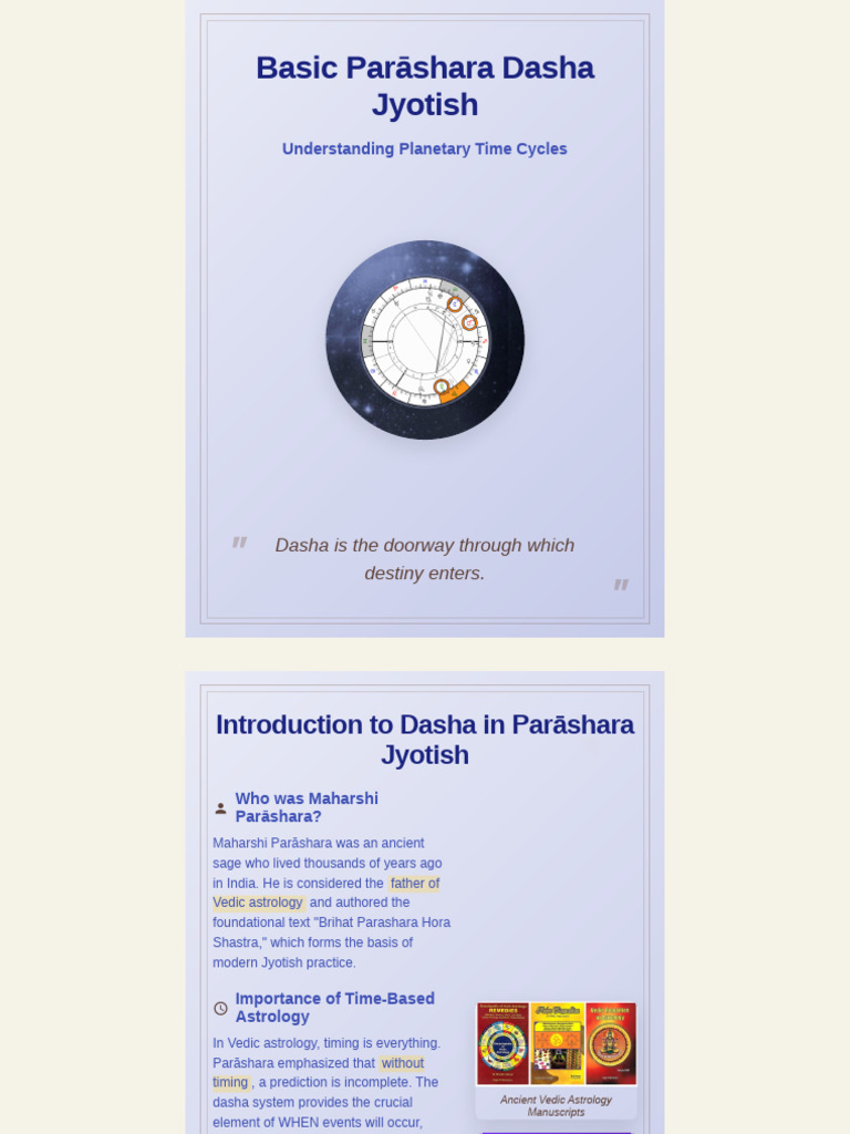 Basic Parāshara Dasha Jyotish - Understanding Planetary Time Cycles ...