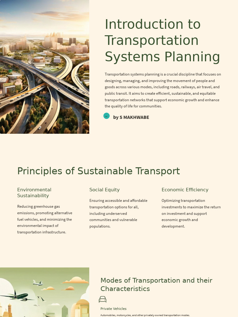 Transportation Systems Planning Overview | PDF | Transport | Infrastructure