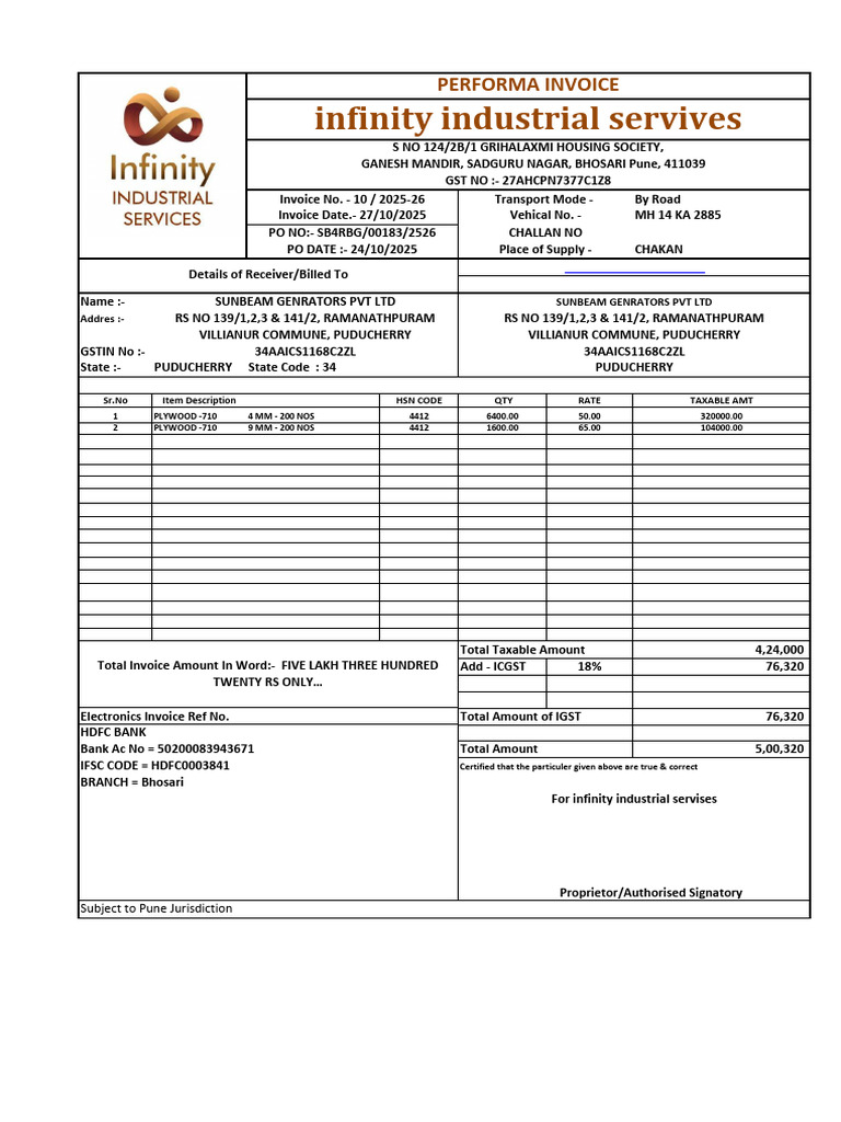 Performa Inv 9 | PDF | Taxation | Sales