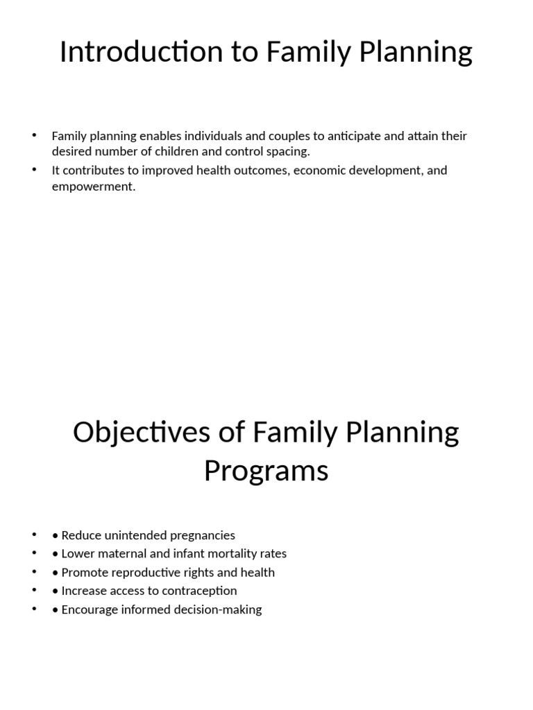 Family Planning: Methods and Benefits | PDF | Birth Control | Family ...