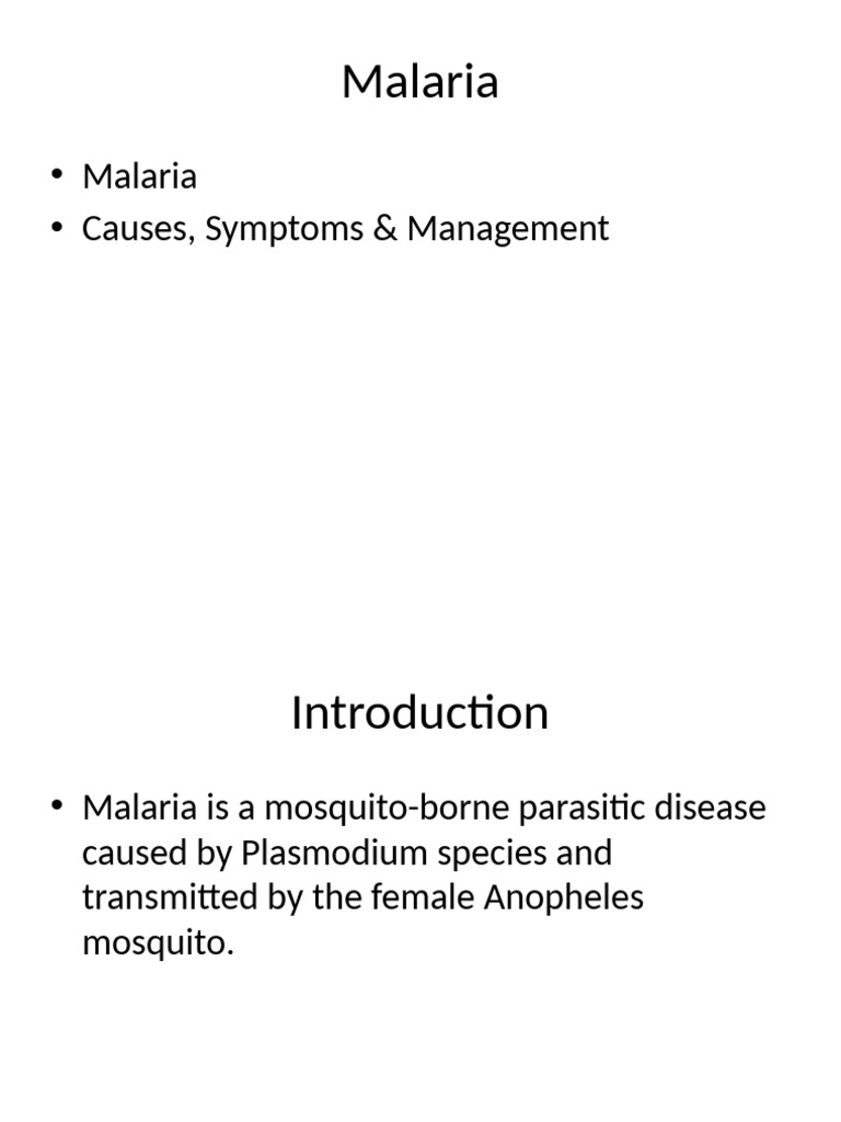 Malaria: Causes, Symptoms & Treatment | PDF