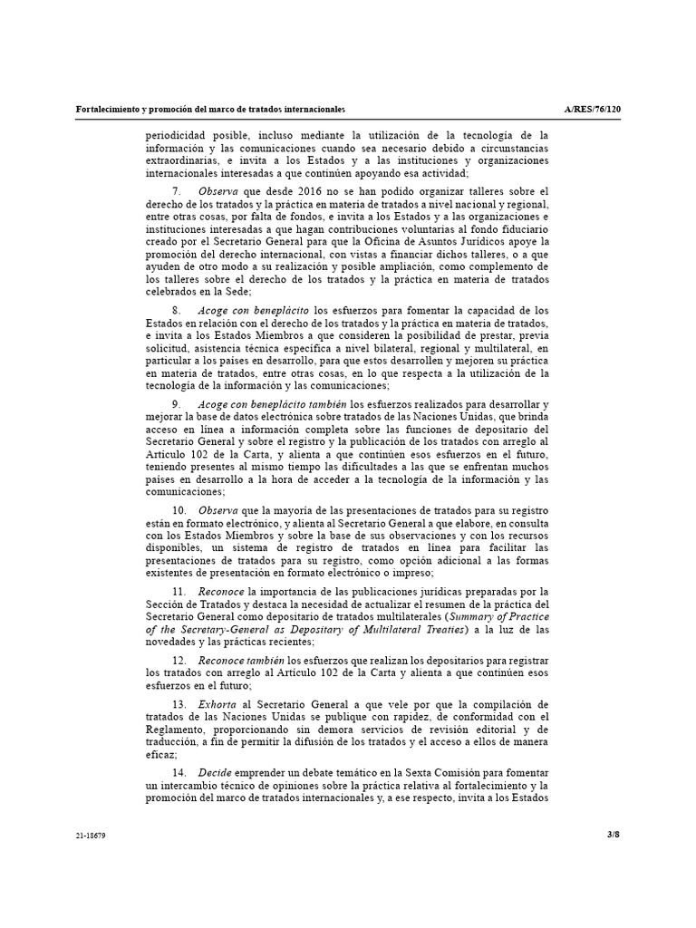 Observa: Fortalecimiento y Promoción Del Marco de Tratados ...