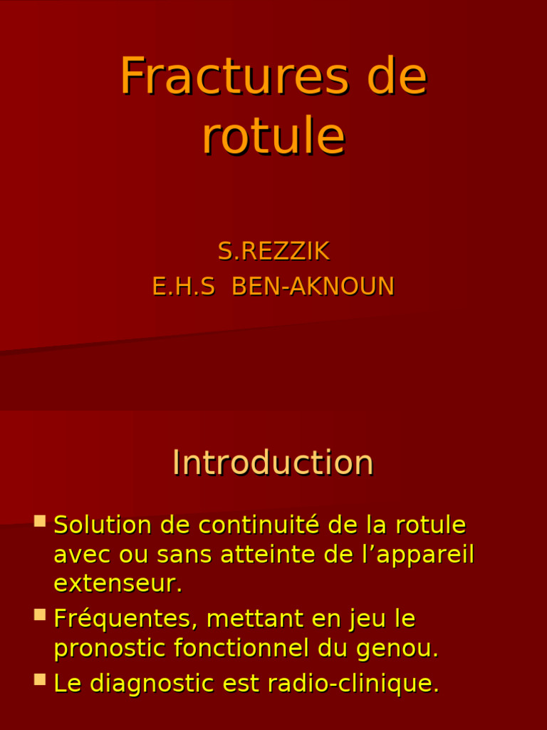 Fractures de la rotule : diagnostic et traitement | PDF | Genou ...