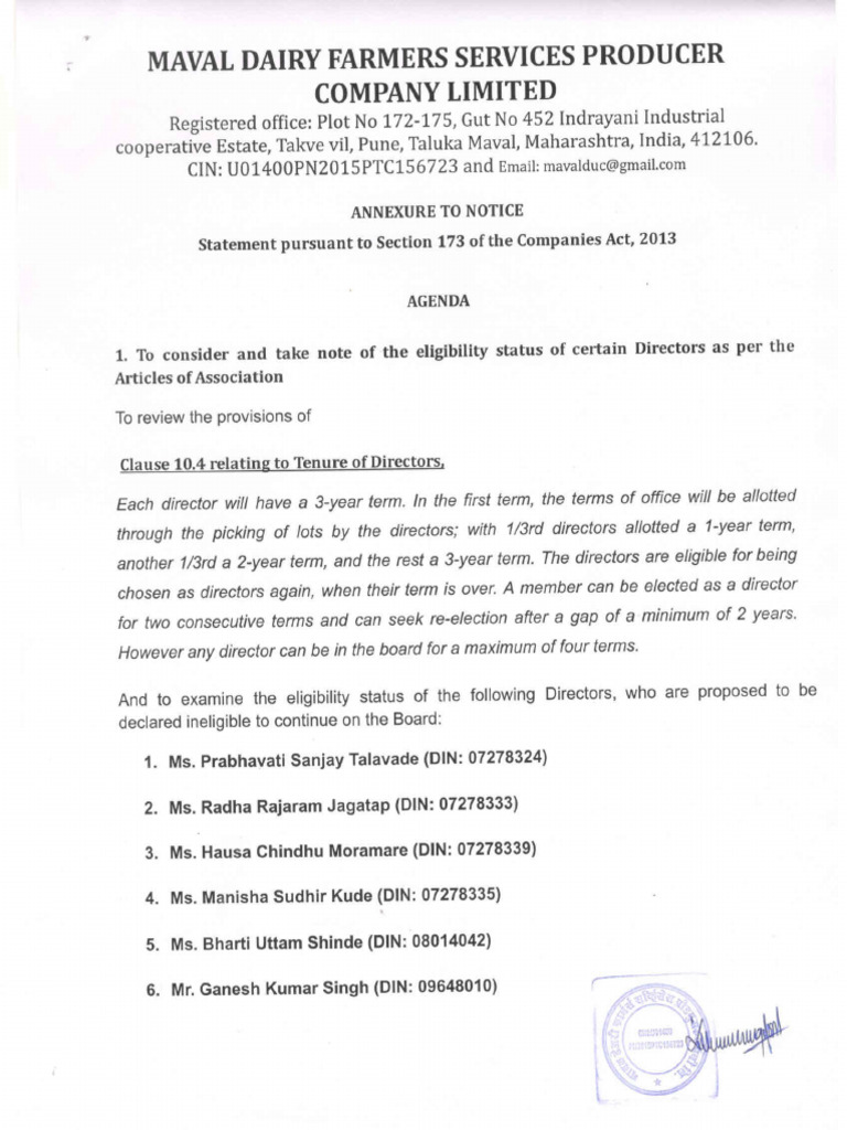 Maval Annexure To Notice | PDF