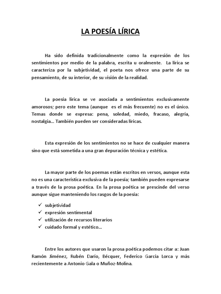 La Poesía Lírica | PDF | Metro (poesía) | Poesía lírica