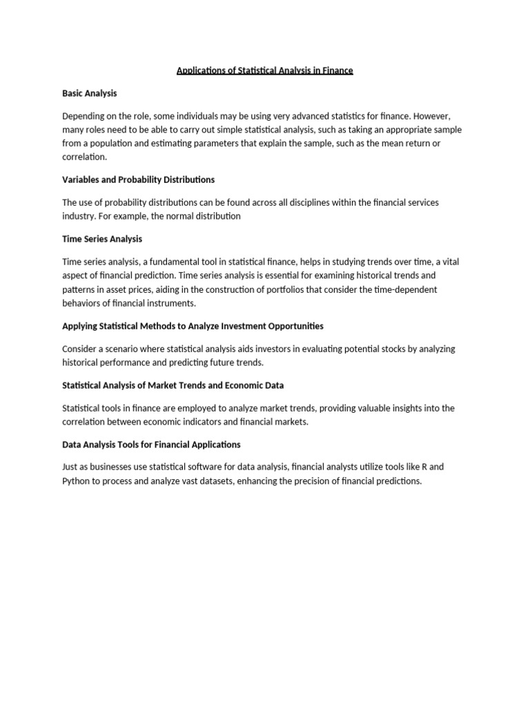 Statistical Analysis in Finance and Beyond | PDF | Statistics | Psychology