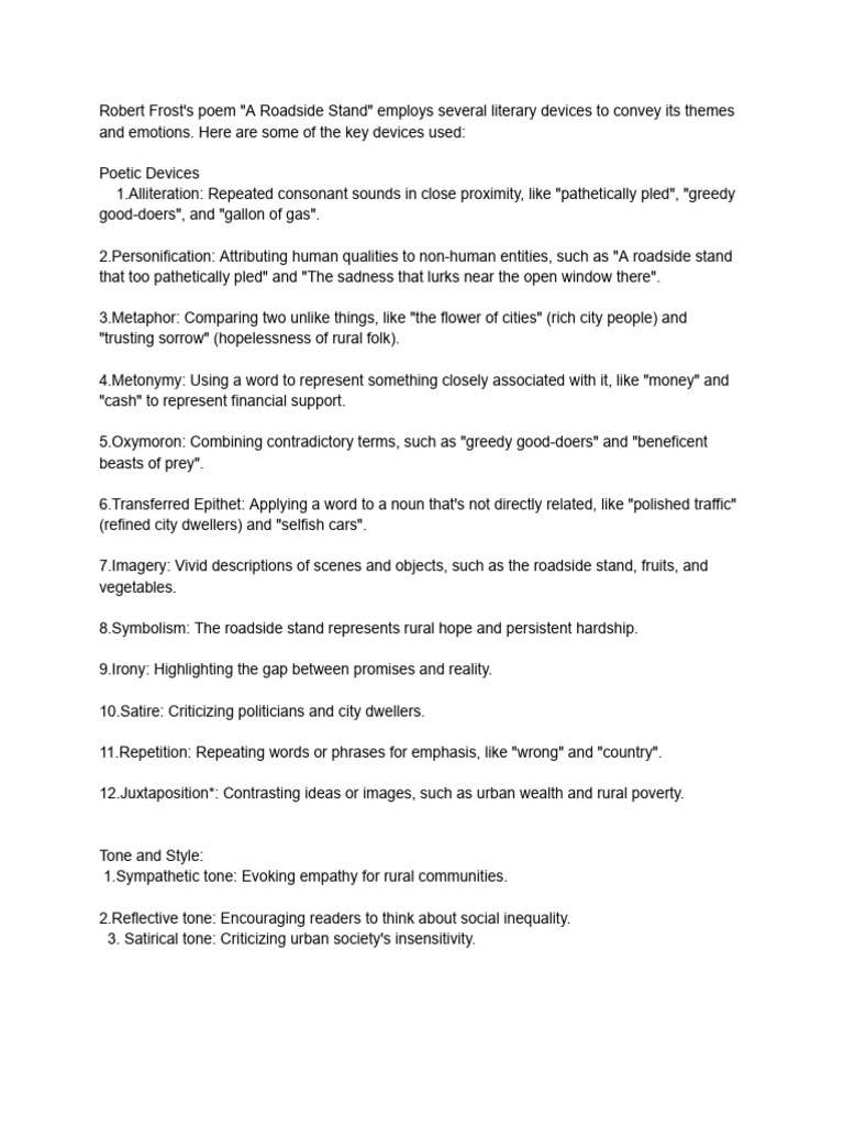 A Roadside Stand (Lit Dev) | PDF
