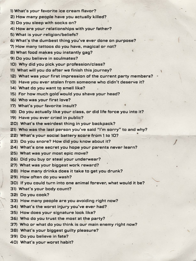 100 Intriguing Personal Questions | PDF