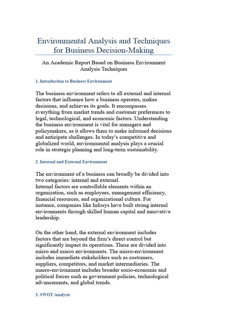 Business Environmental Analysis Techniques | PDF | Swot Analysis | Business