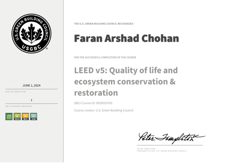 LEED V5 - QOL - Certificate PDF | PDF