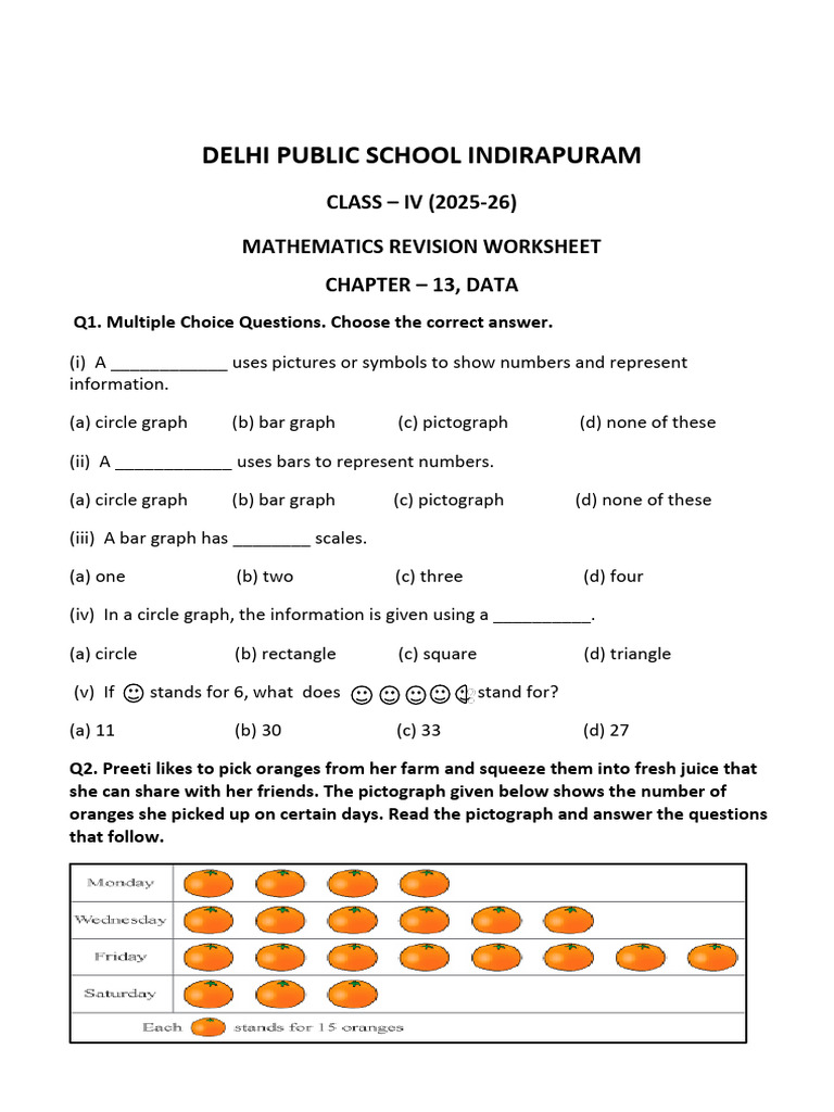 class 4 data worksheet | PDF
