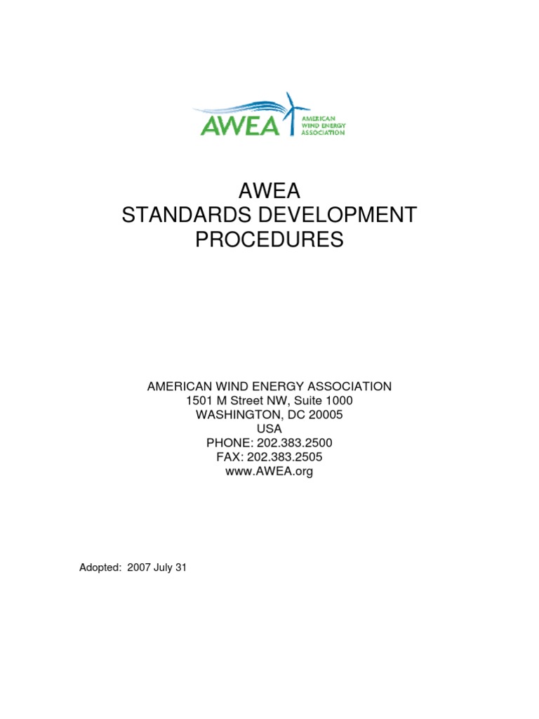 Awea Standards Development Procedures | PDF | Committee | Standardization