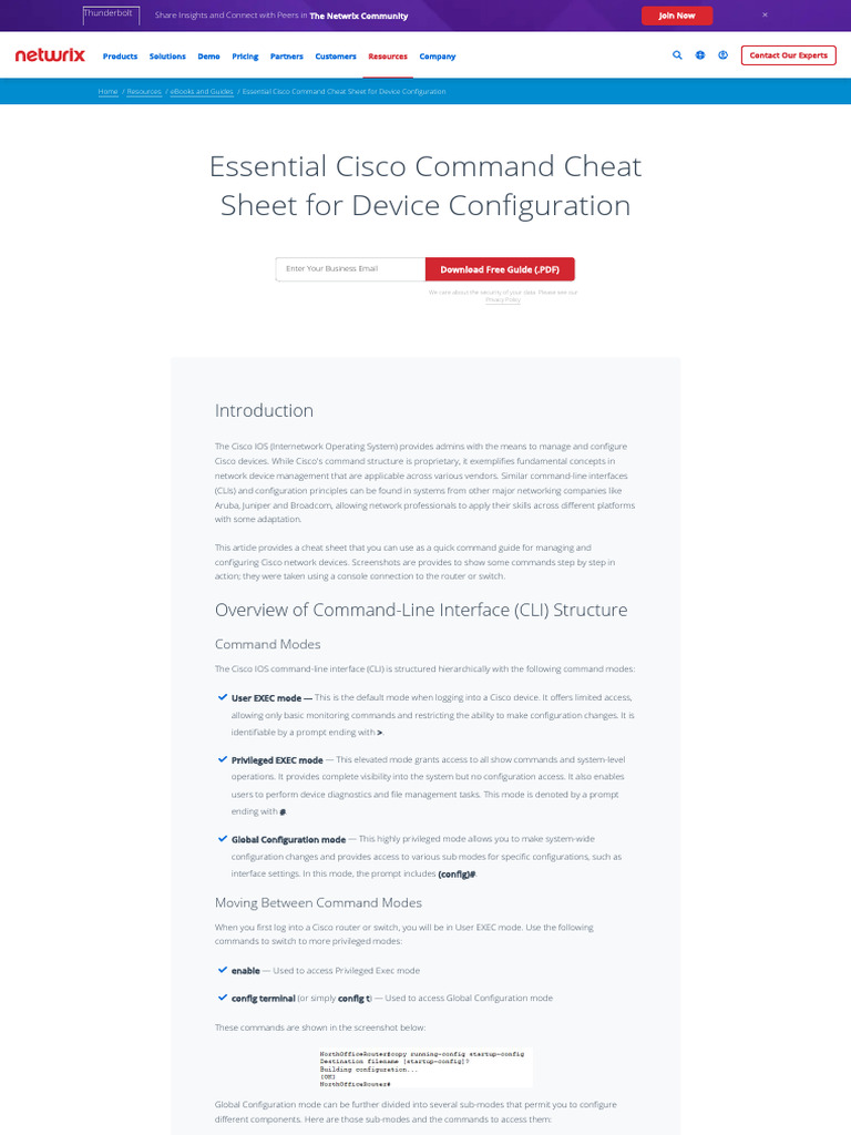 Cisco Commands Cheat Sheet for Quick Device Configuration _ Netwrix ...