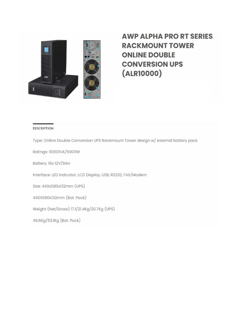 Awp 10000alr Ups | PDF