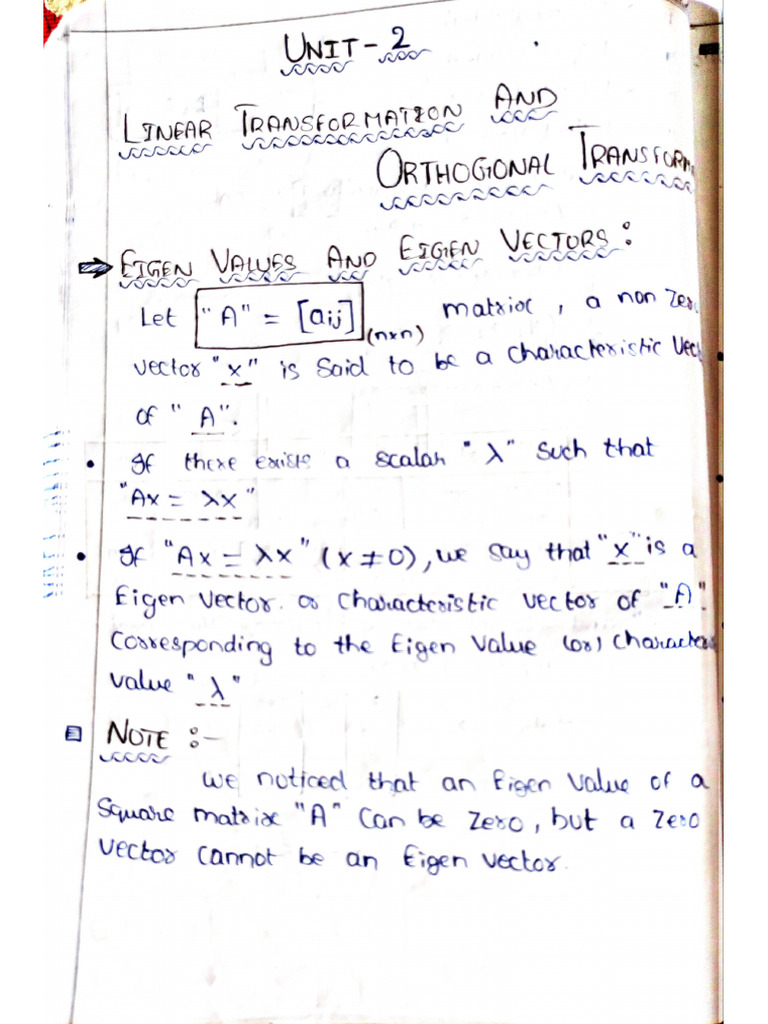 Unit 2 Linear Transformation and Orthogonal Transformation | PDF