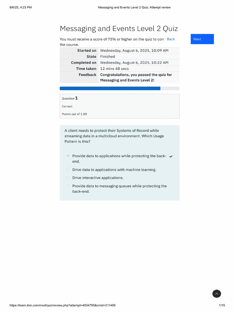 Messaging and Events Level 2 Quiz | PDF | Cloud Computing | Distributed ...