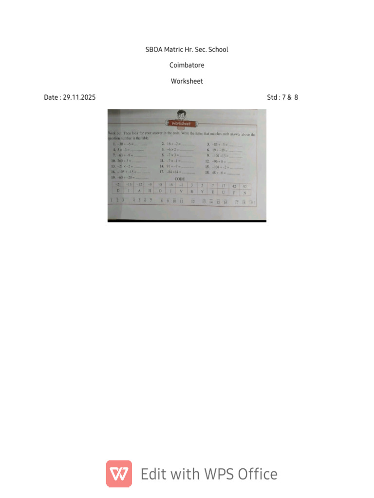 STD 7 and 8 Worksheet | PDF