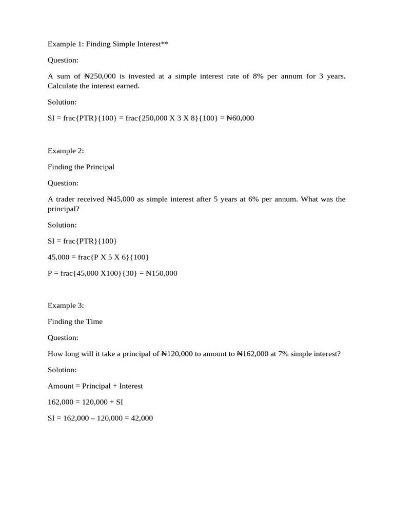 Examples On Simple and Compound Interest ACC103 | PDF | Dividend ...