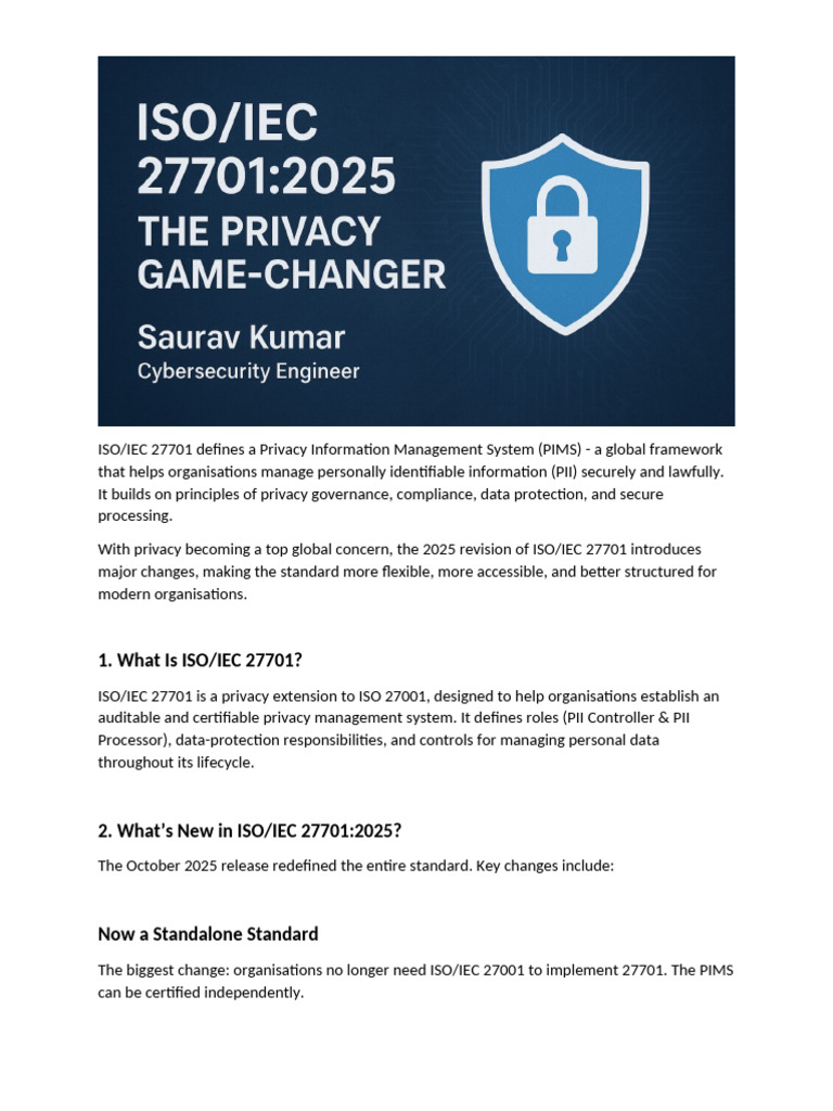 What’s New in ISO 27701-2025 | PDF | Governance