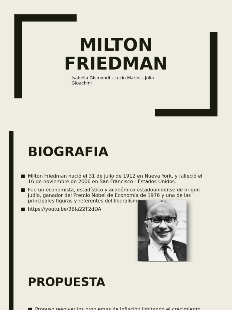 Biografía y Pensamientos de Milton Friedman | PDF