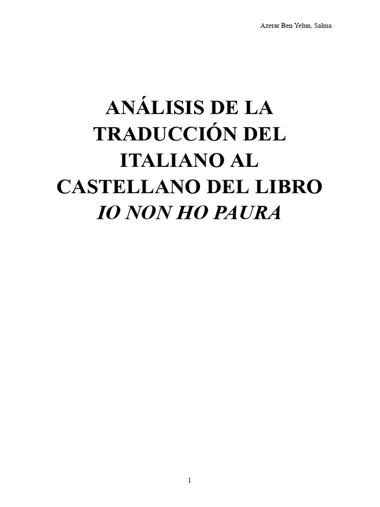 Io Non Ho Paura Lit Comparada | PDF | Traducciones | Las emociones