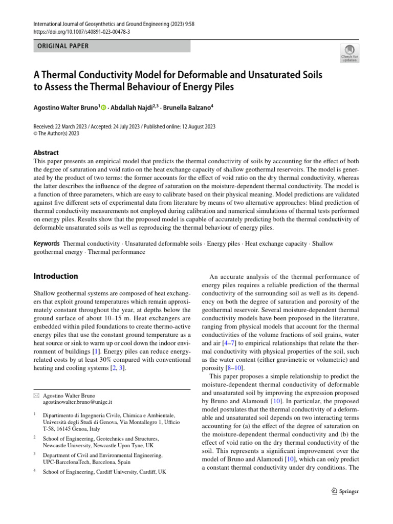 A Thermal Conductivity Model For Deformable and Unsaturated Soils | PDF ...