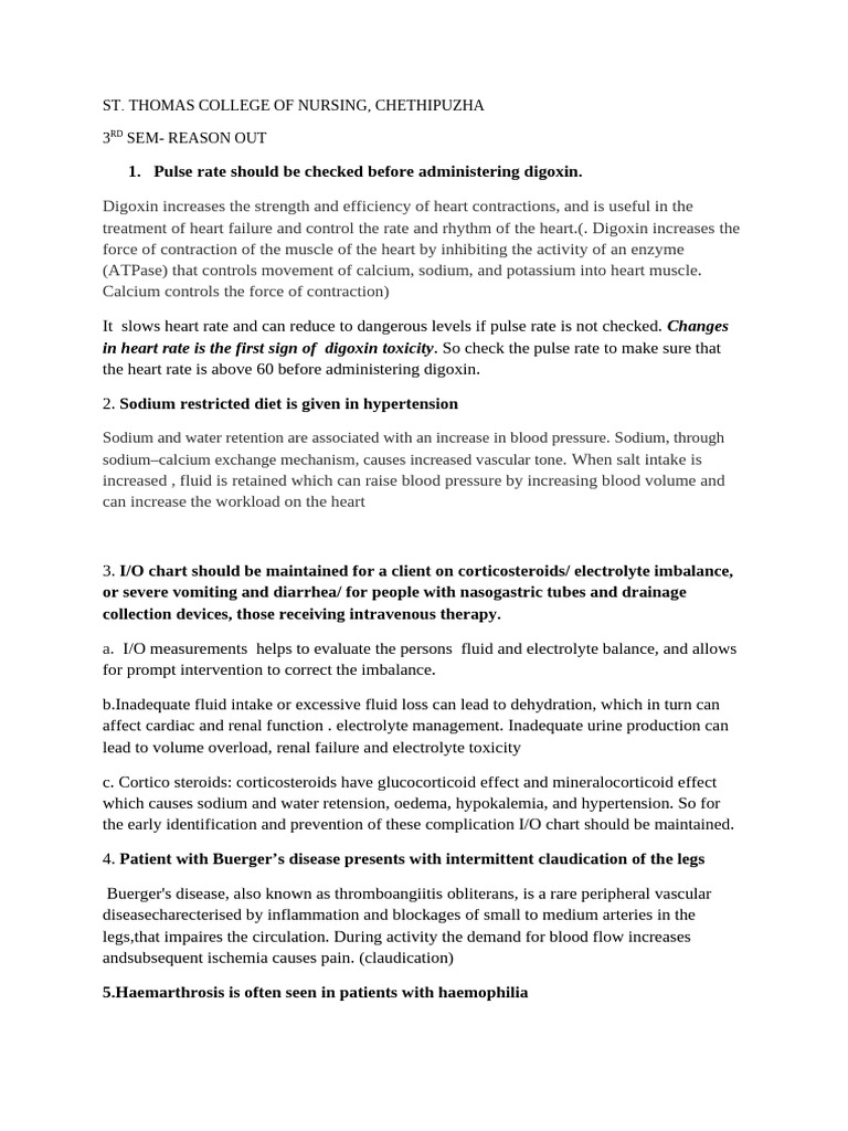 Reason Out 3rd | PDF | Heart | Haemophilia
