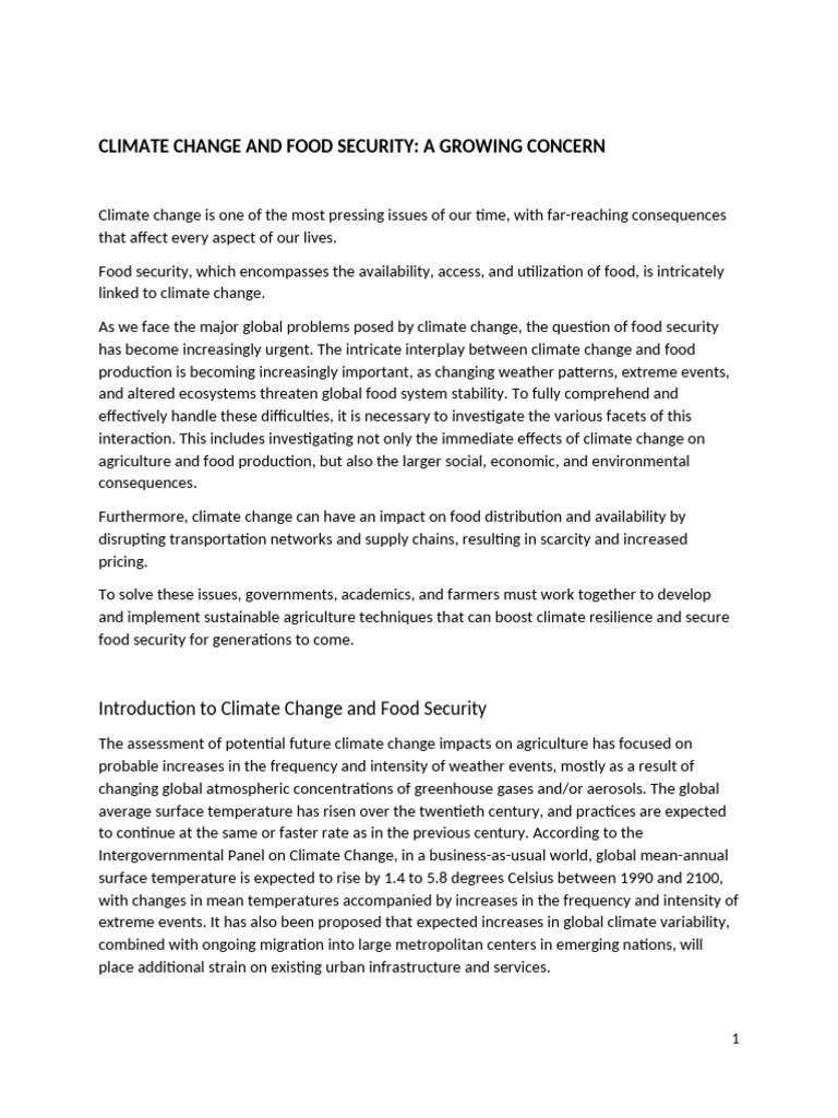 Climate Change's Impact on Food Security | PDF | Climate Change ...